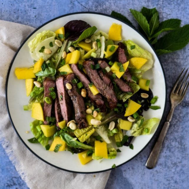Asian Grilled Steak Salad with Mangos - The Gingered Whisk