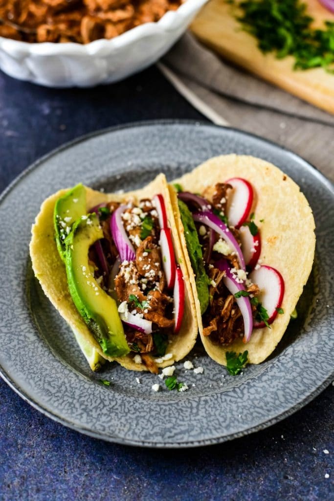 Slow Cooker Mole Chicken Tacos - The Gingered Whisk