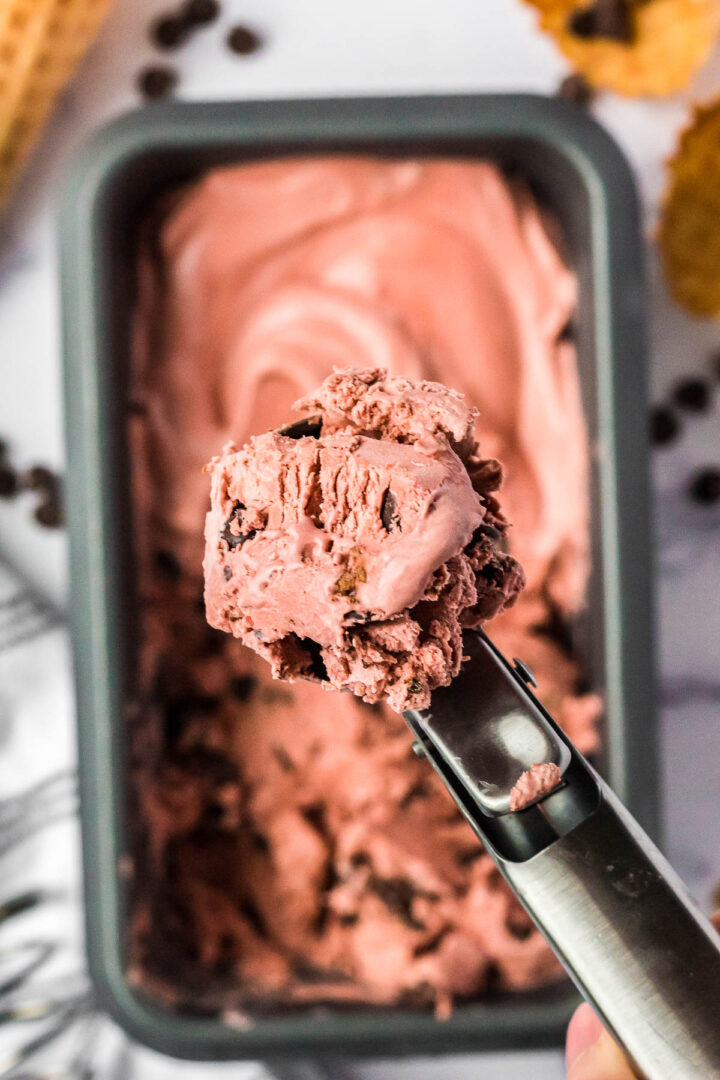 No Churn Red Velvet Ice Cream - The Gingered Whisk