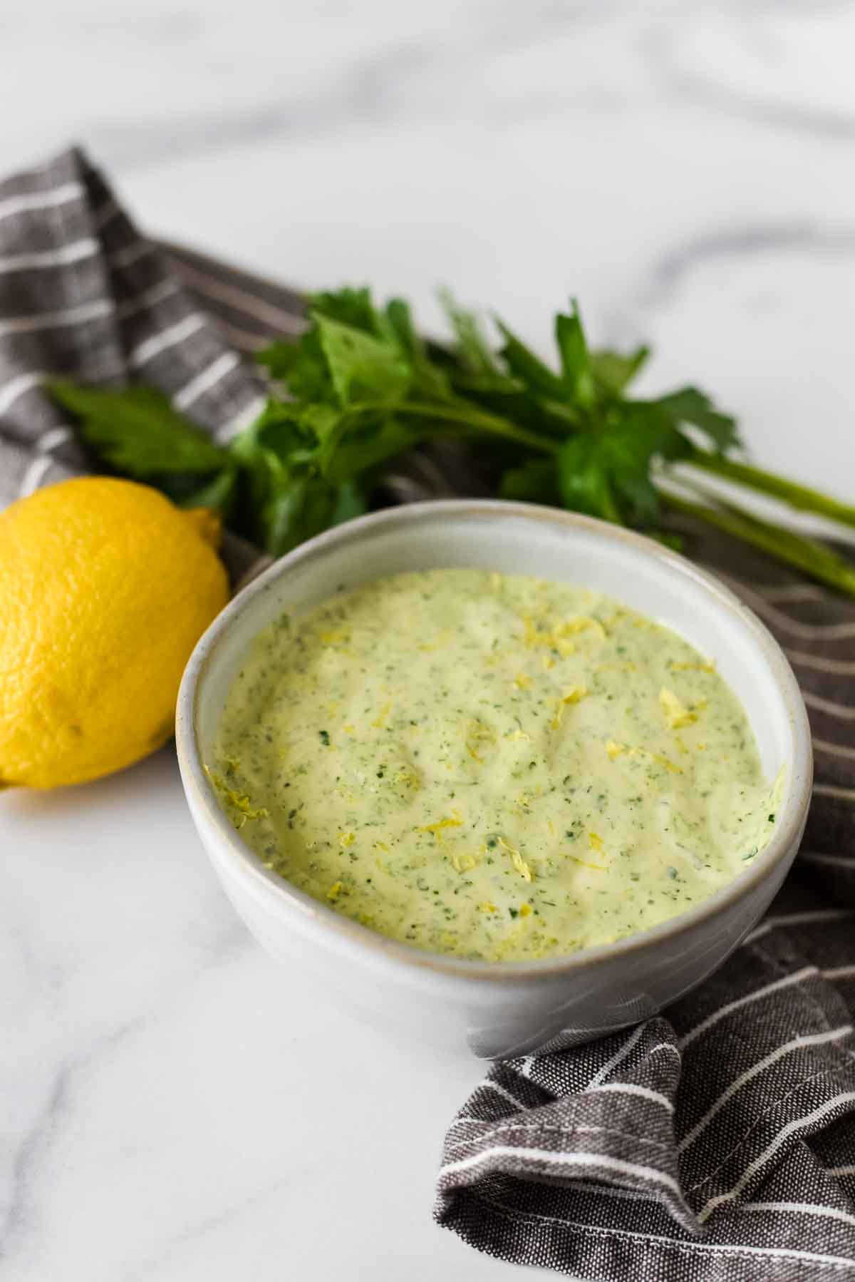Lemon Herb Tahini - The Gingered Whisk
