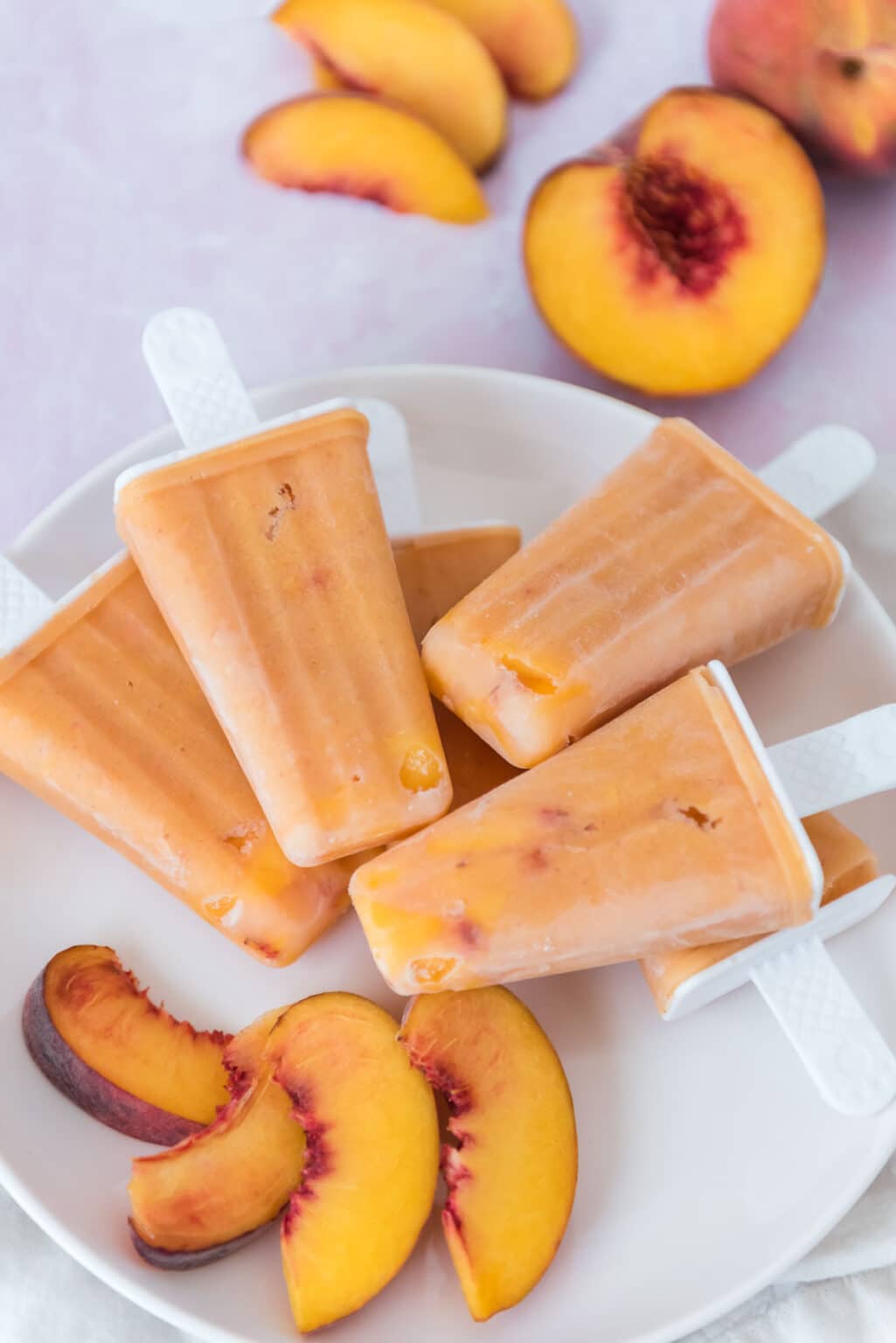Creamy Peach Paletas - The Gingered Whisk
